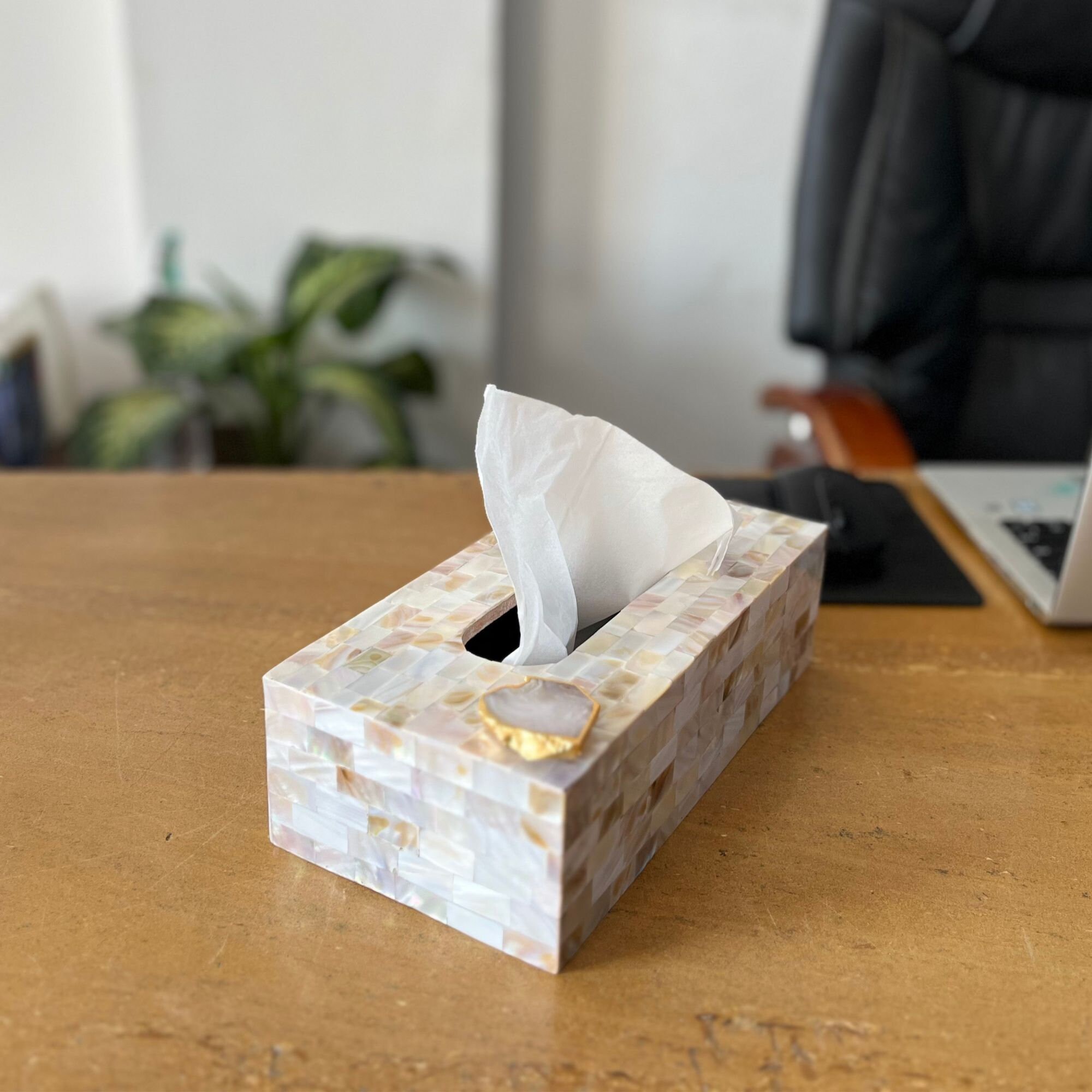 Tissue Bin Tissue Box Holder for Dining Table Mother of Pearl Napkin ...
