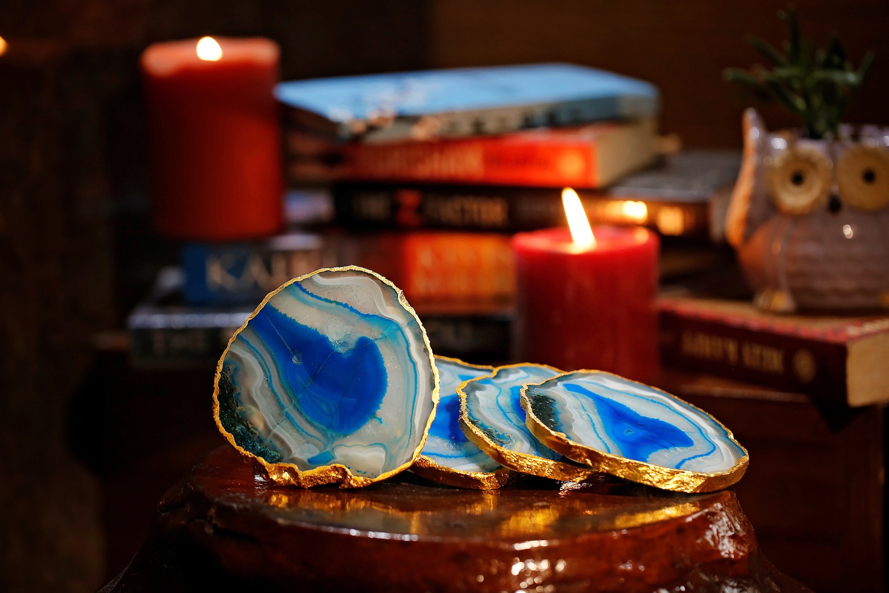 Agate Coasters With Gold Edge set of 4 Piece - Etsy