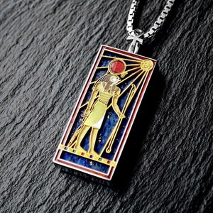 Gold and Silver Egyptian God Ra Pendant / Necklace With Lapis Lazuli ...