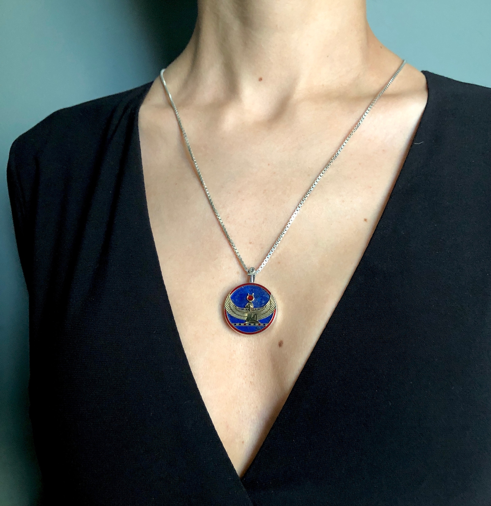Isis Necklace Pendant With Lapis Lazuli Gemstone the - Etsy
