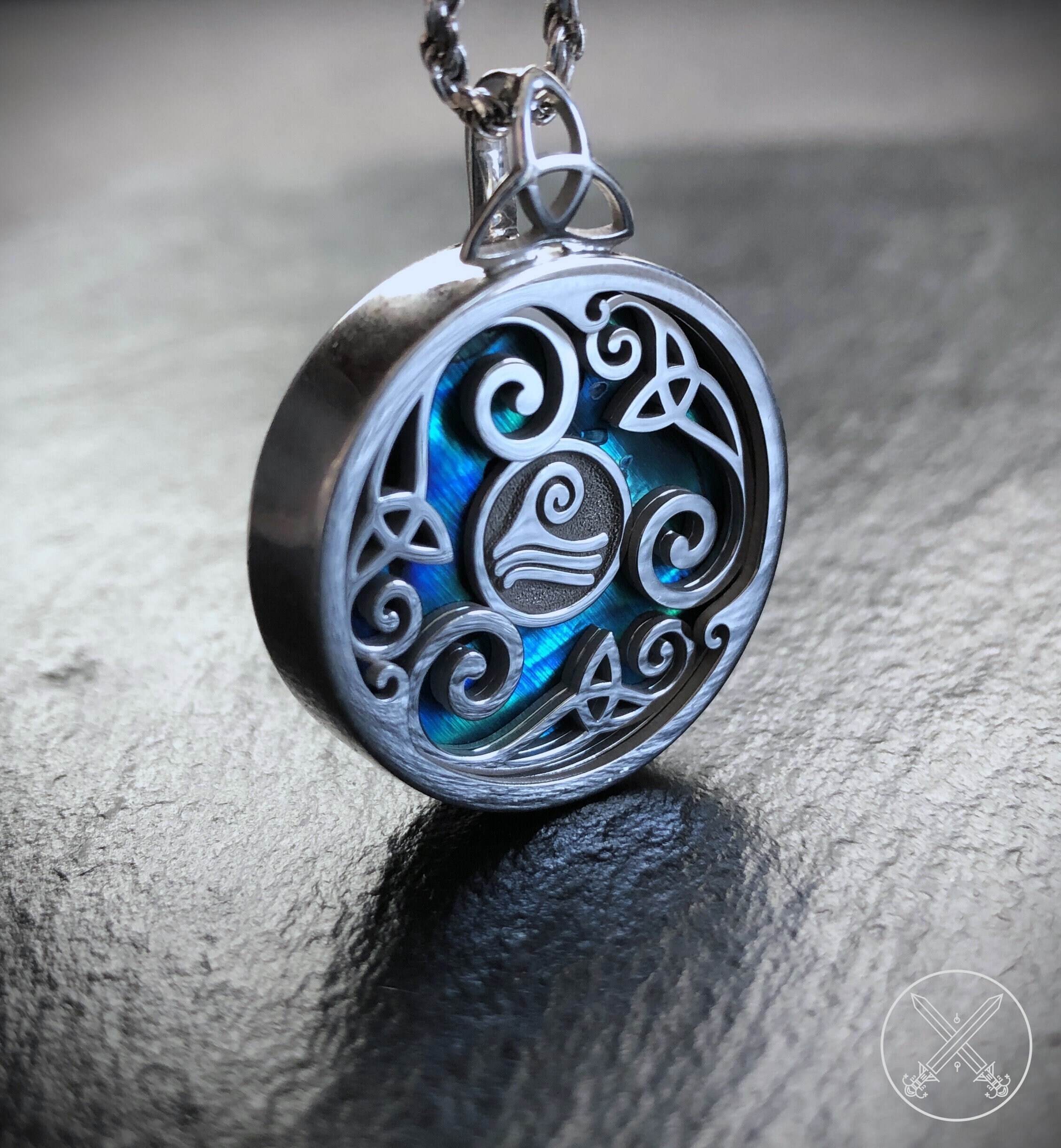 Silver Water Element Necklace / Pendant With Abalone Shell - Etsy UK
