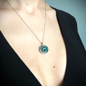 Taurus Sign Necklace With Green Agate Stone, Zodiac Jewelry, Taurus ...