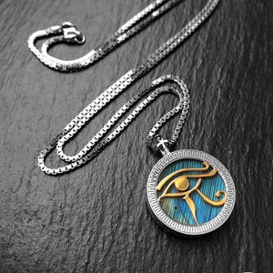 Gold and Silver Eye of Horus Pendant / Necklace With Labradorite ...