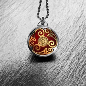 Silver and Gold Fire Element Necklace / Pendant With Red Agate Gemstone ...