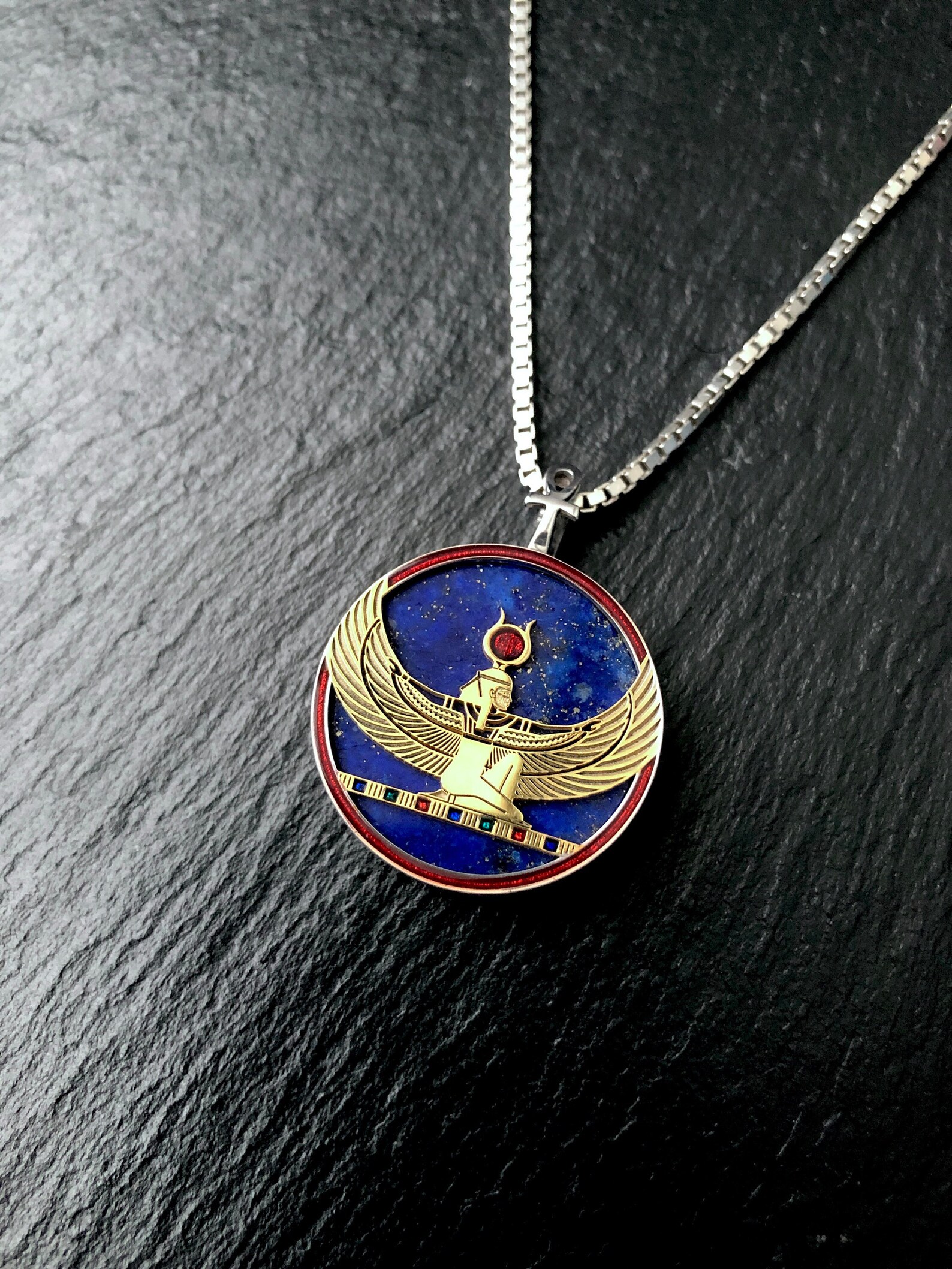 Isis Necklace Pendant With Lapis Lazuli Gemstone the - Etsy