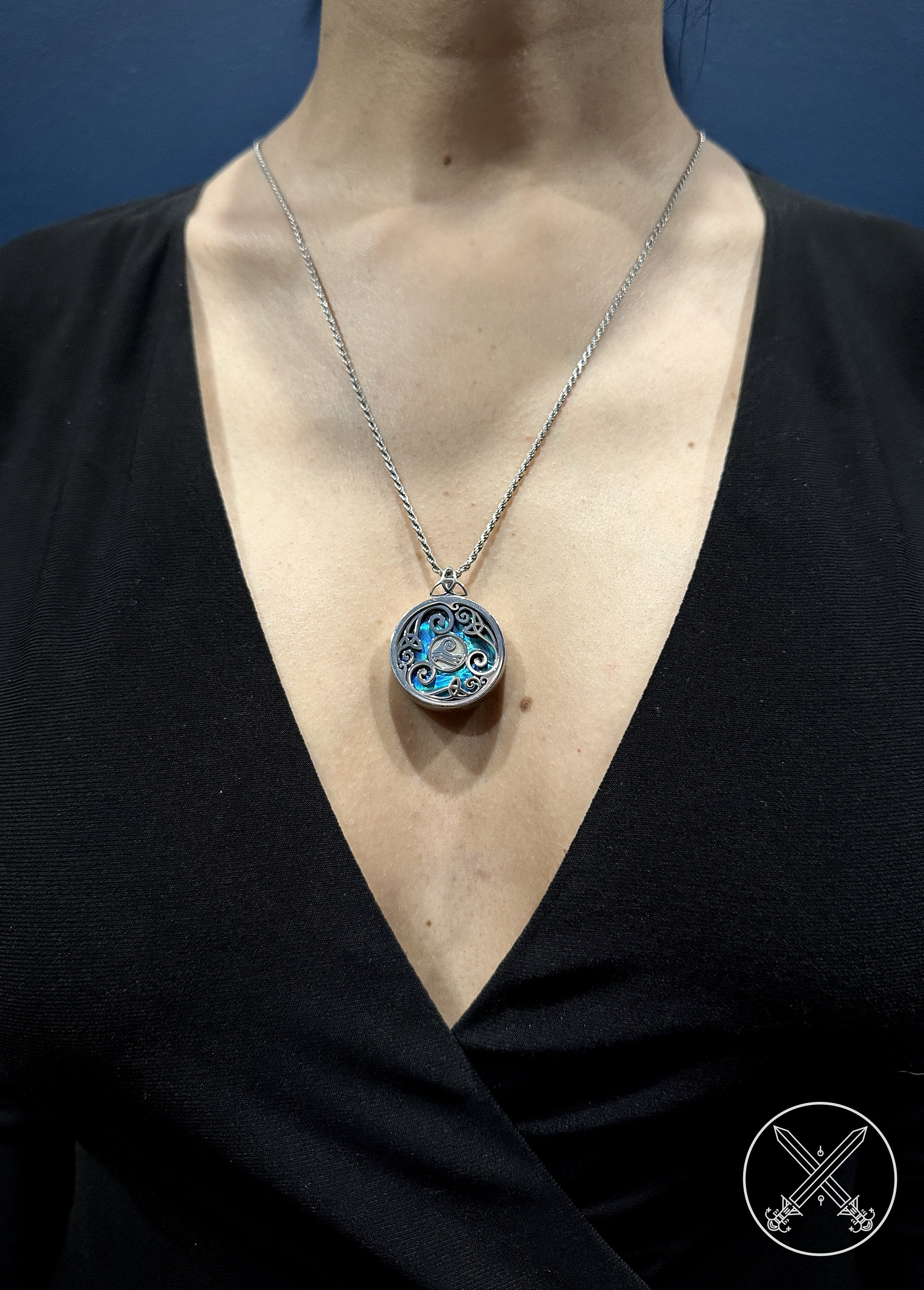 Silver Water Element Necklace / Pendant With Abalone Shell - Etsy UK