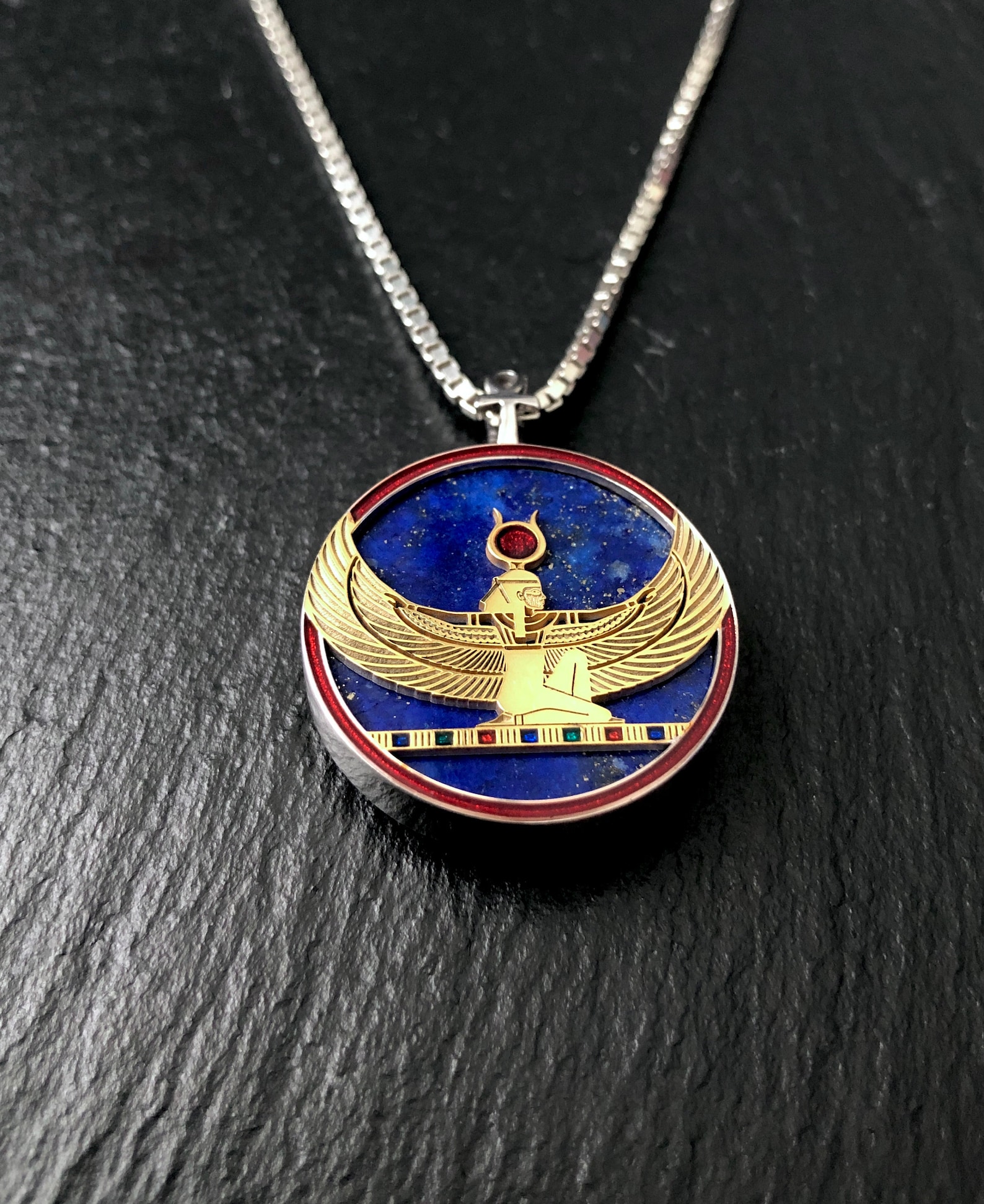 Isis Necklace Pendant With Lapis Lazuli Gemstone the - Etsy