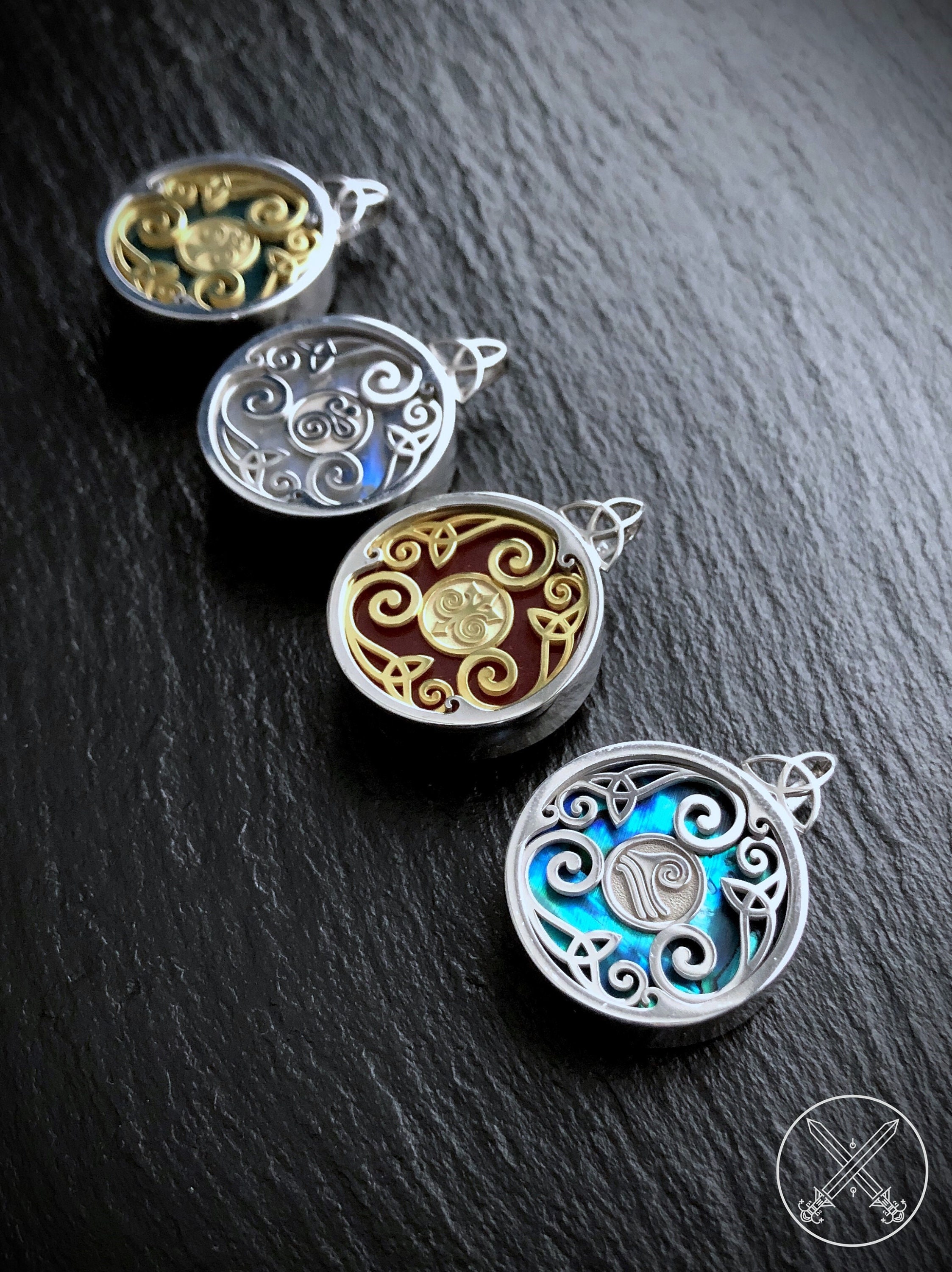 Silver Water Element Necklace / Pendant With Abalone Shell - Etsy UK