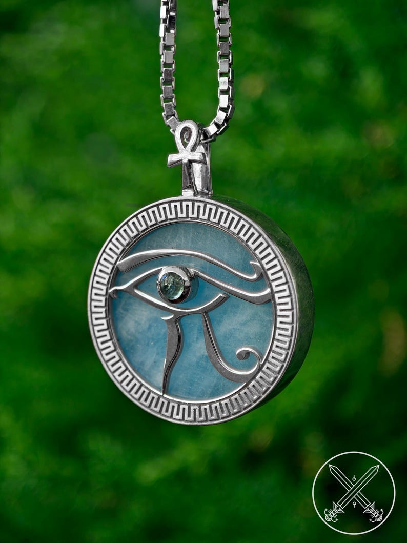 Eye of Horus Egyptian God of Sky Silver Pendant and Necklace With ...