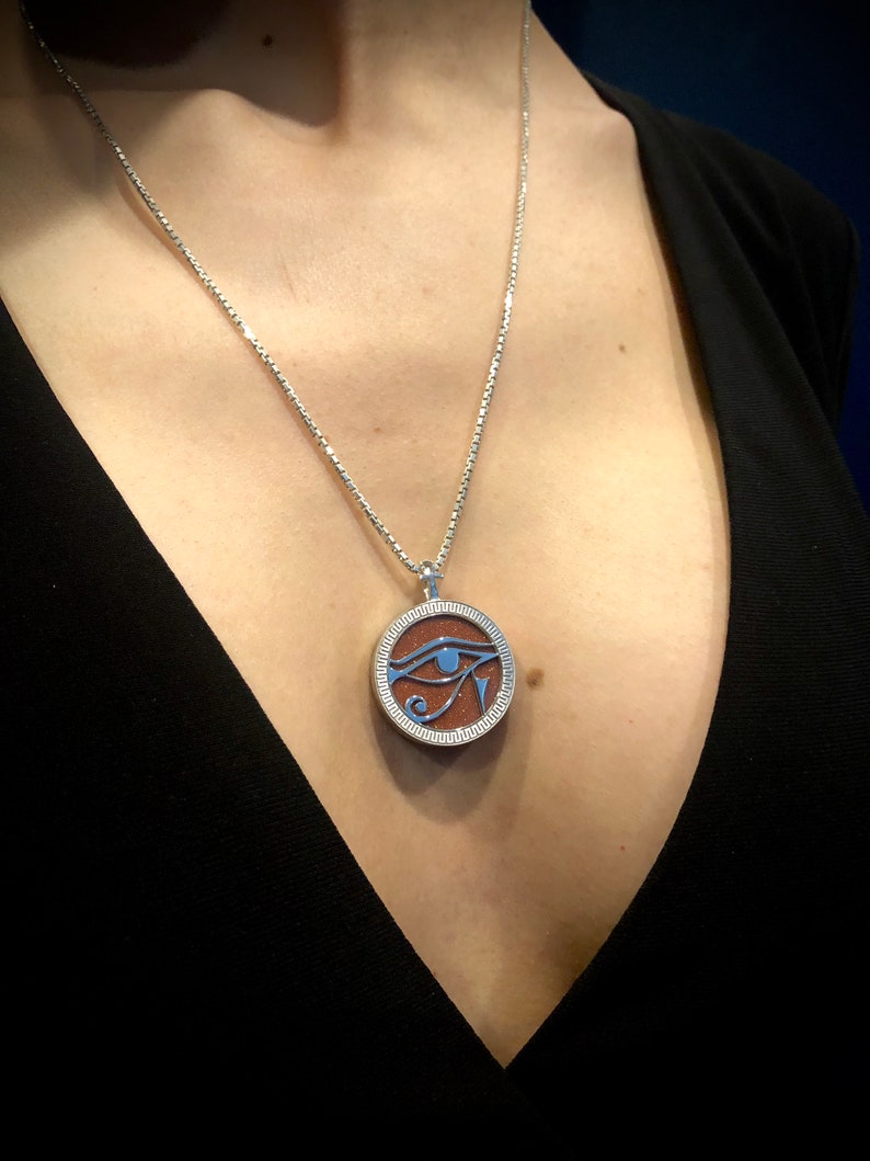 Eye of Ra Egyptian God of Sun Silver Pendant and Necklace With Sun ...