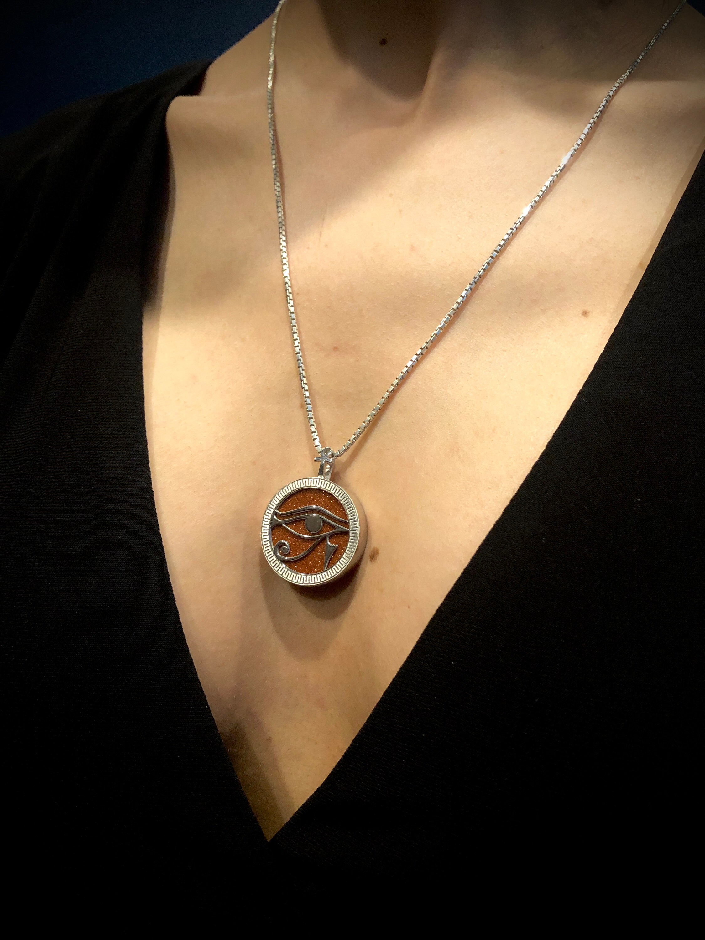 Eye of Ra Egyptian God of Sun Silver Pendant and Necklace With Sun ...