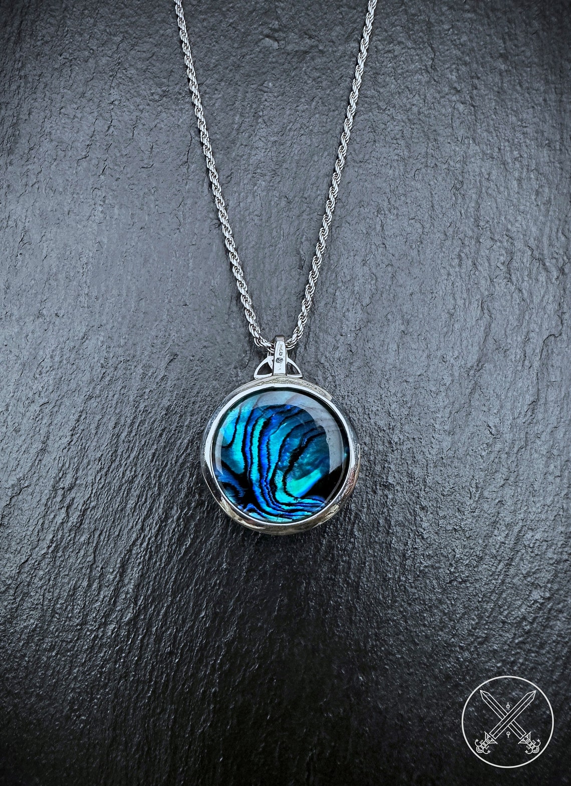 Silver Water Element Necklace / Pendant With Abalone Shell - Etsy UK