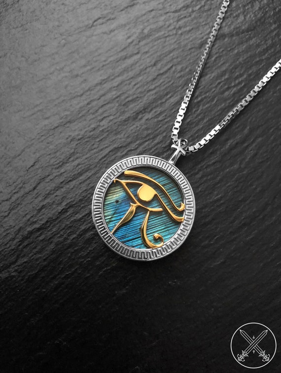 Gold and Silver Eye of Horus Pendant / Necklace With - Etsy
