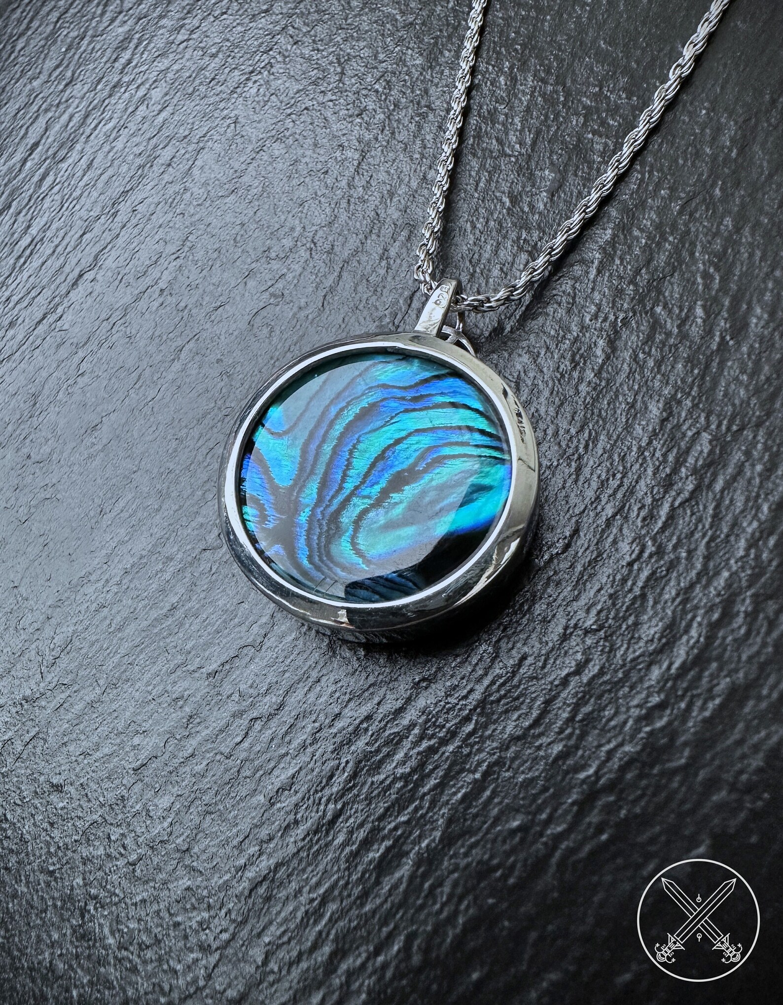 Silver Water Element Necklace / Pendant With Abalone Shell - Etsy UK