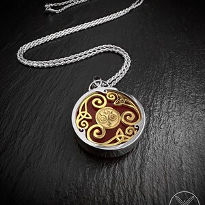 Silver and Gold Fire Element Necklace / Pendant With Red Agate Gemstone ...