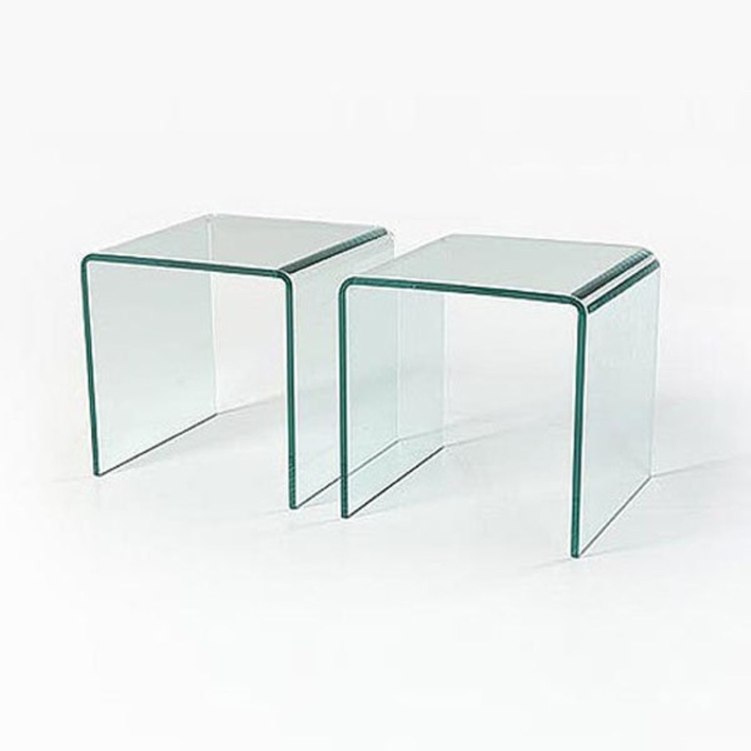 Pair of Glass Side Tables - Etsy