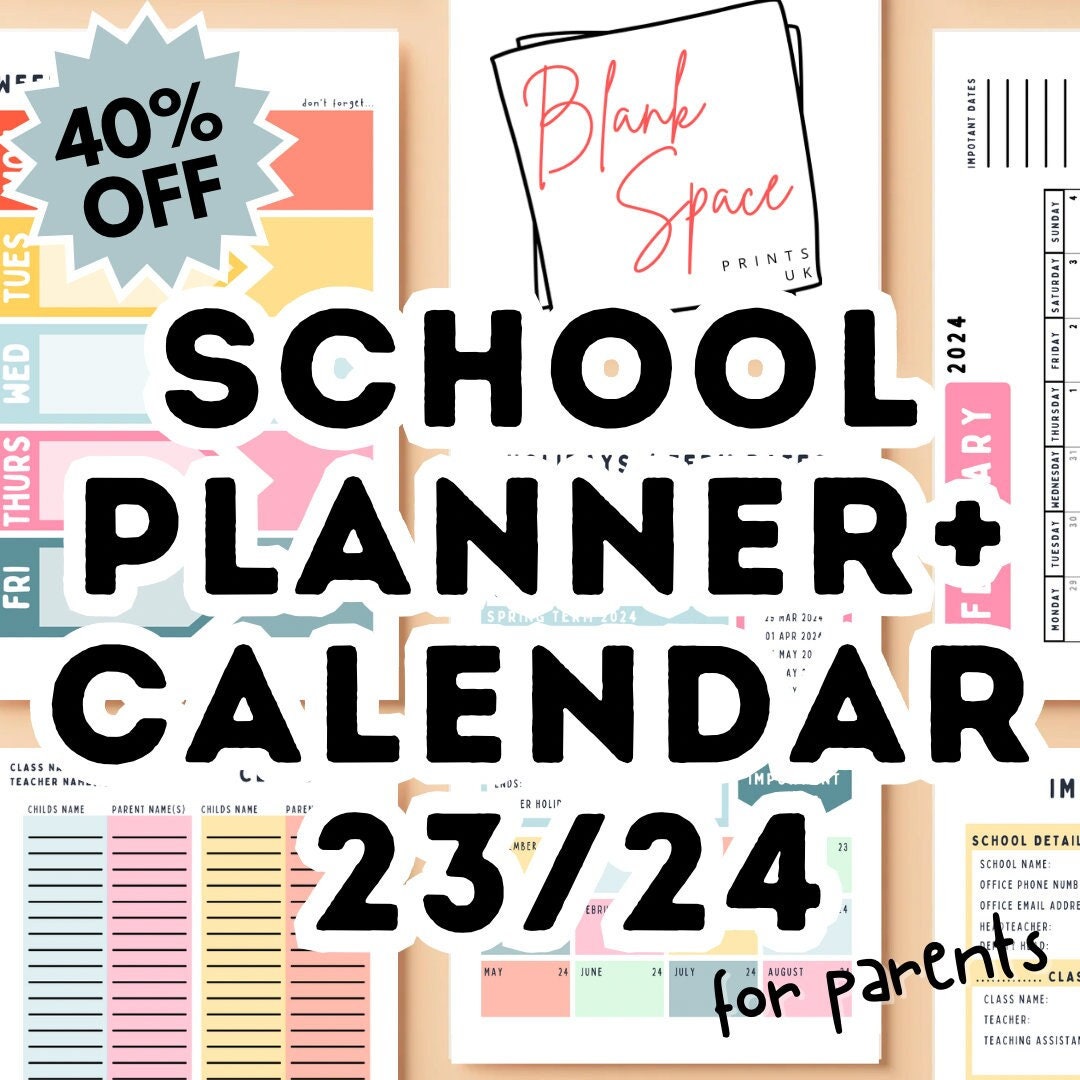 Printable School Planner Calendar for Parents 23/24 - Etsy