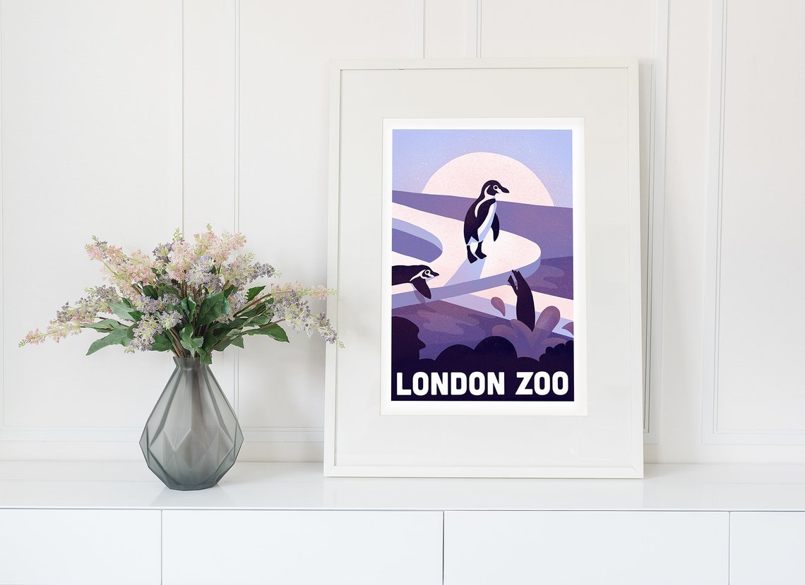 London Zoo Penguins A3 Poster Print - Etsy