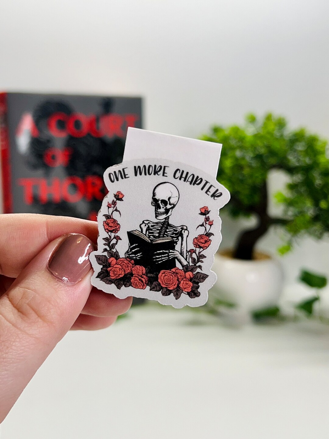One More Chapter Skeleton Magnetic Bookmark - Etsy