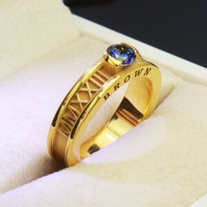 Class Ring for Women , Solitaire Custom Graduation Ring With Roman ...