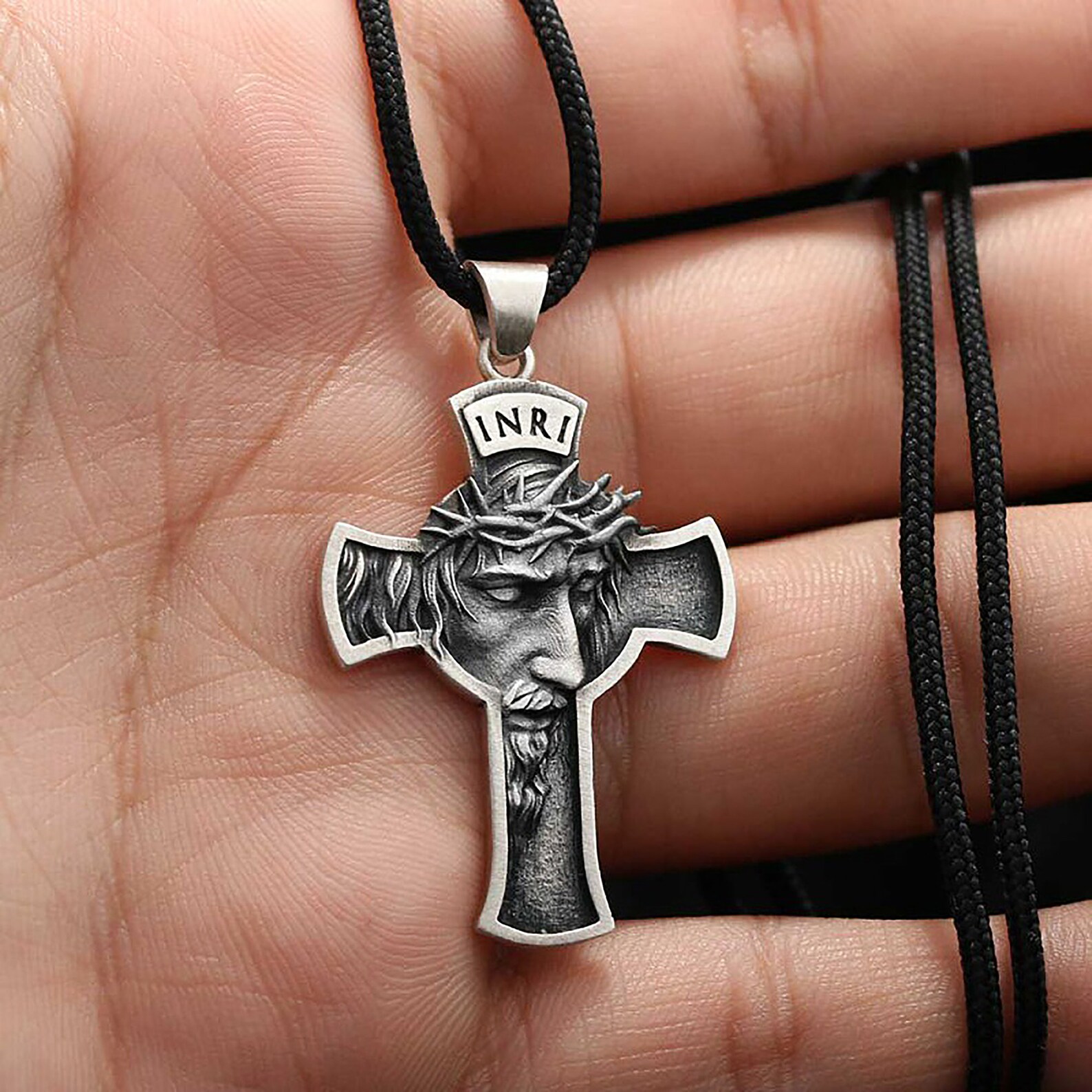 Christ Jesus Crucifix Necklace Silver Christian Pendant - Etsy