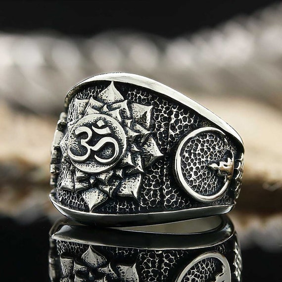 Buddhist ring , Yoga ring , Spiritual Jewelry , Om ring , Yogi ring ...