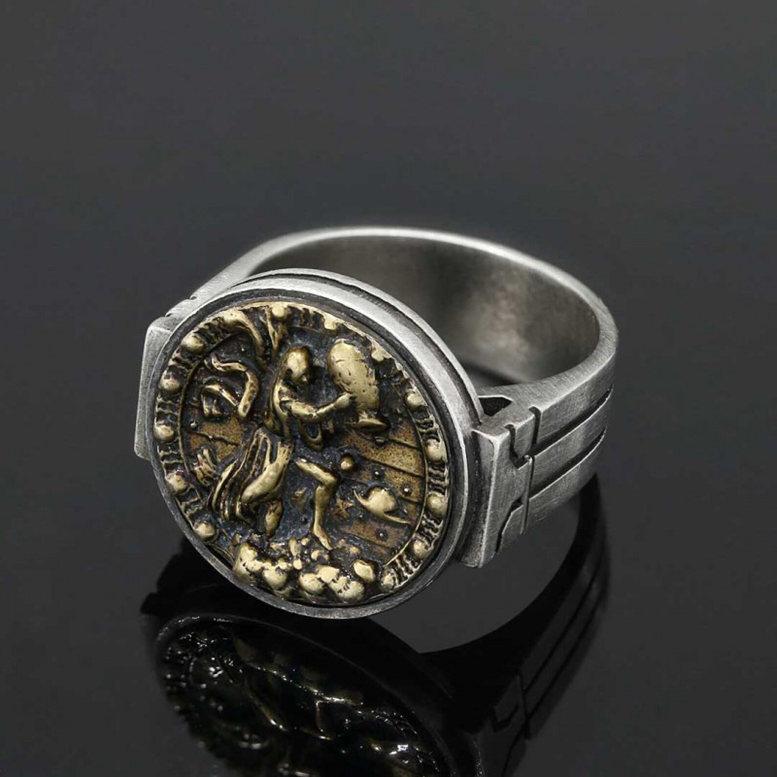 Silver Aquarius Ring Mens Silver Ring Aquarius Zodiac Ring - Etsy
