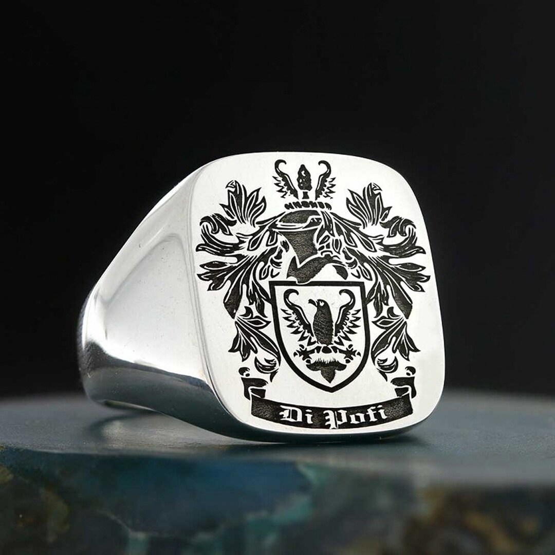 Custom Family Ring , Personalized Jewelry , Engraved Coat of Arms ...