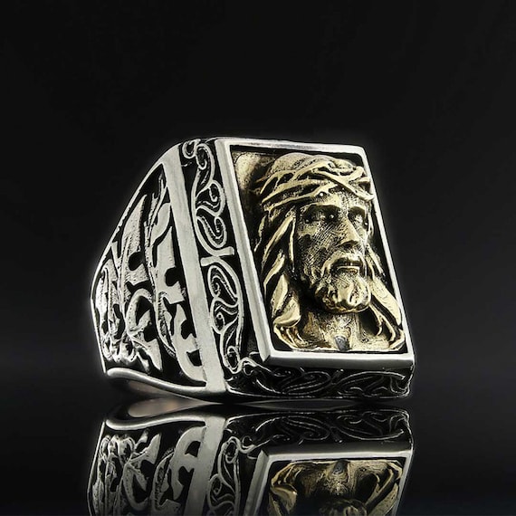 Silver Jesus Ring , Sterling Silver Christian Ring , Religious Jewelry ...