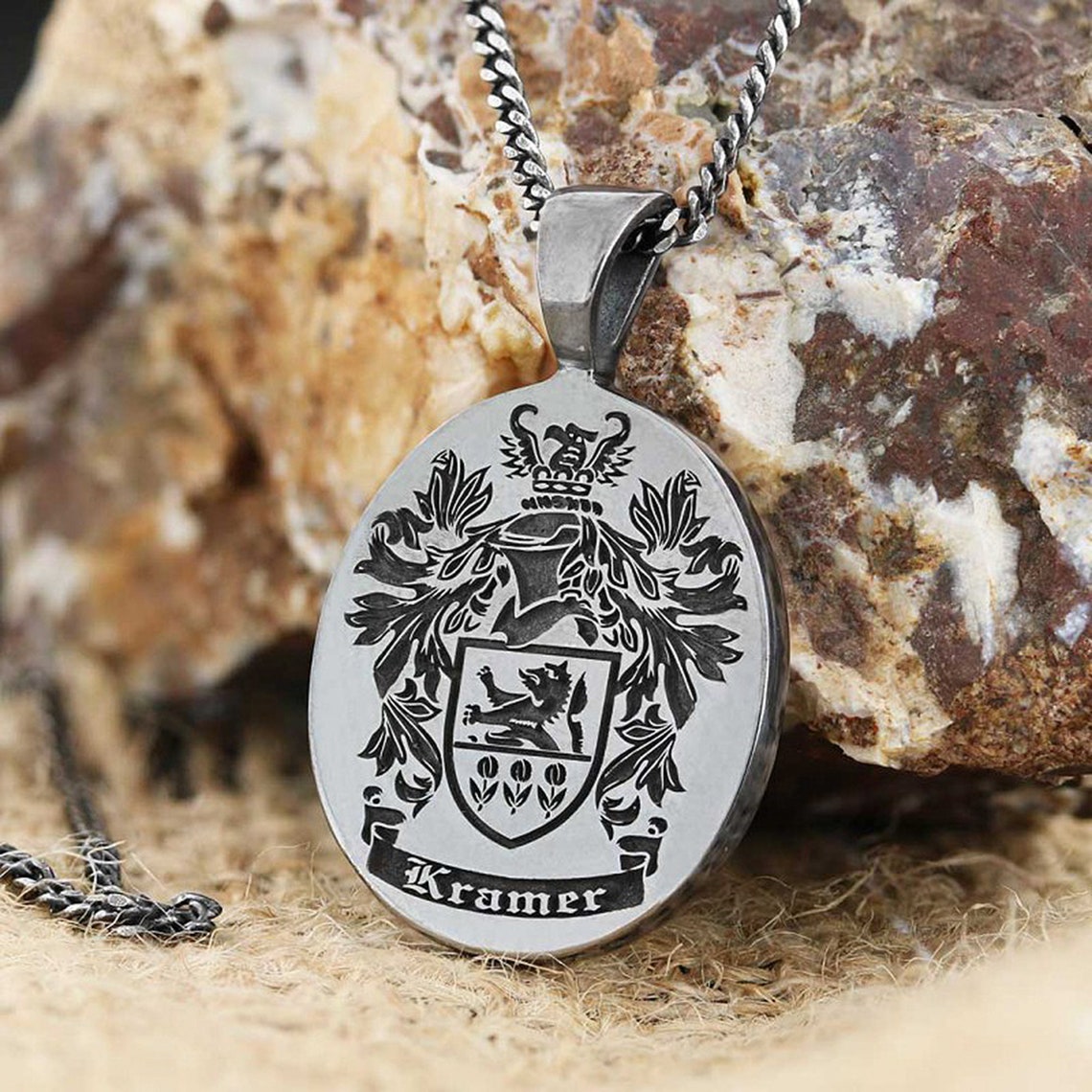 Family Crest Necklace Custom Coat of Arms Pendant Heraldic | Etsy