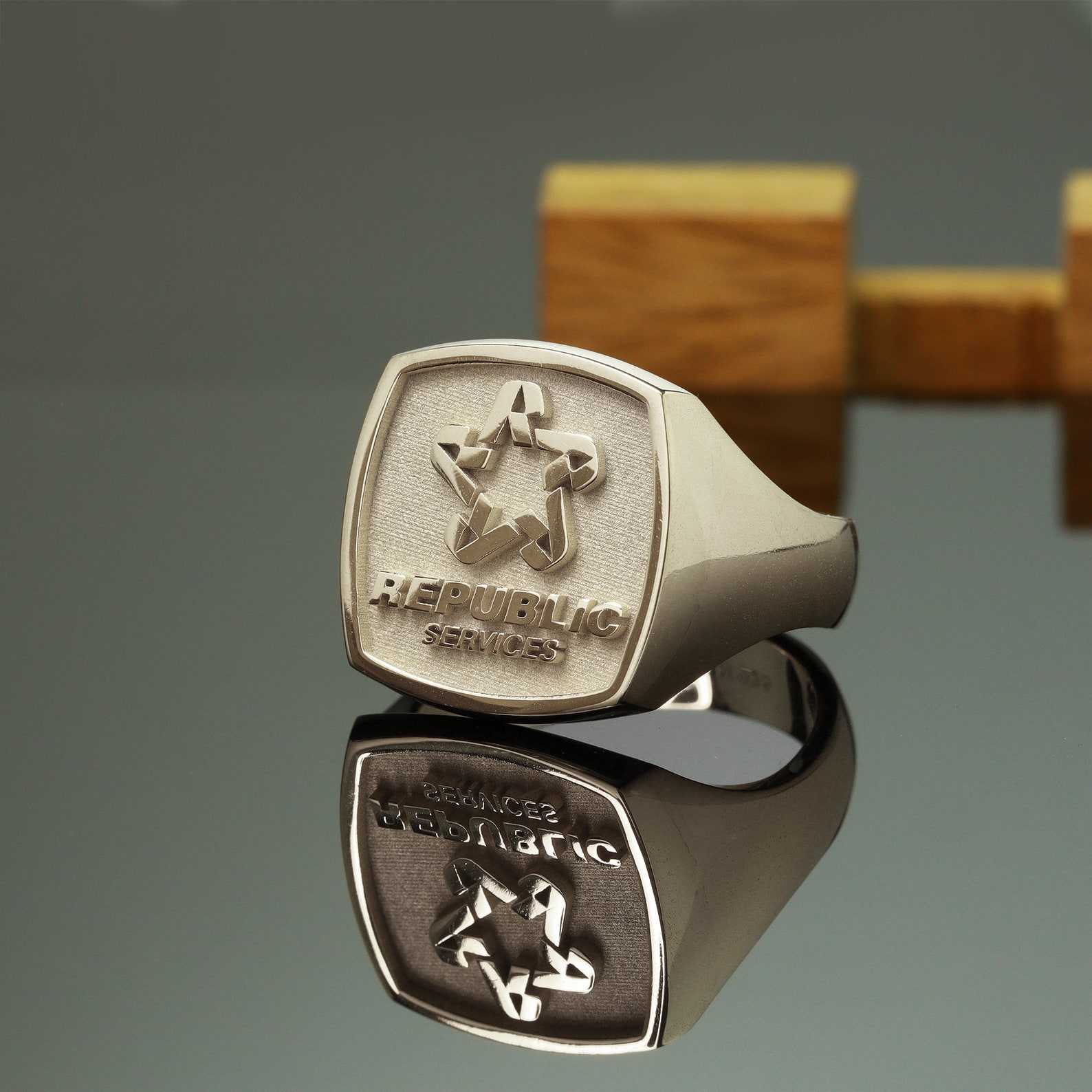 Custom Logo Signet Ring: Personalized Sterling Silver Brand Ring - Etsy