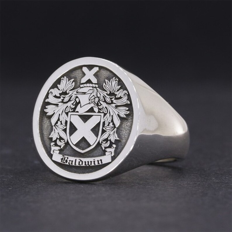 Custom Family Crest Signet Ring, Sterling Silver Anniversary Gift - Etsy