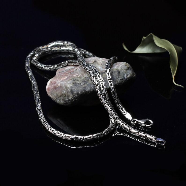 Byzantine Chain Necklace Sterling Silver King Chain Bali - Etsy