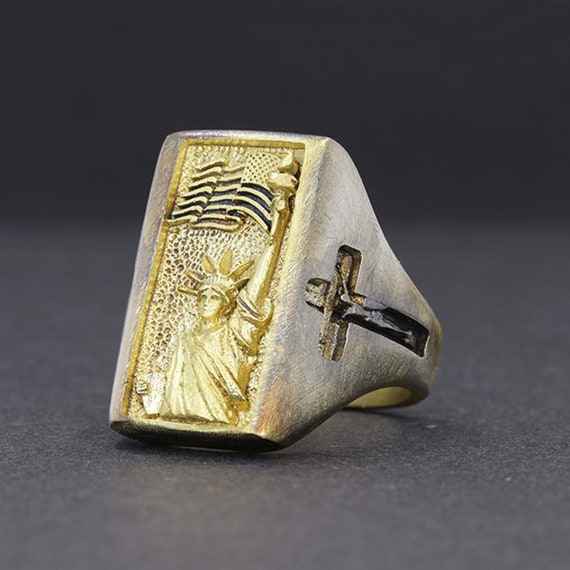 Statue of Liberty Ring , USA Jewelry , American flag ring , New york ...