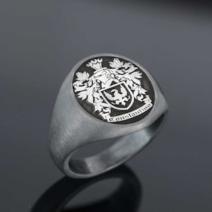 Custom Family Crest Signet Ring, Sterling Silver Anniversary Gift - Etsy