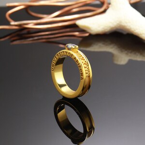 Class Ring for Women , Solitaire Custom Graduation Ring With Roman ...