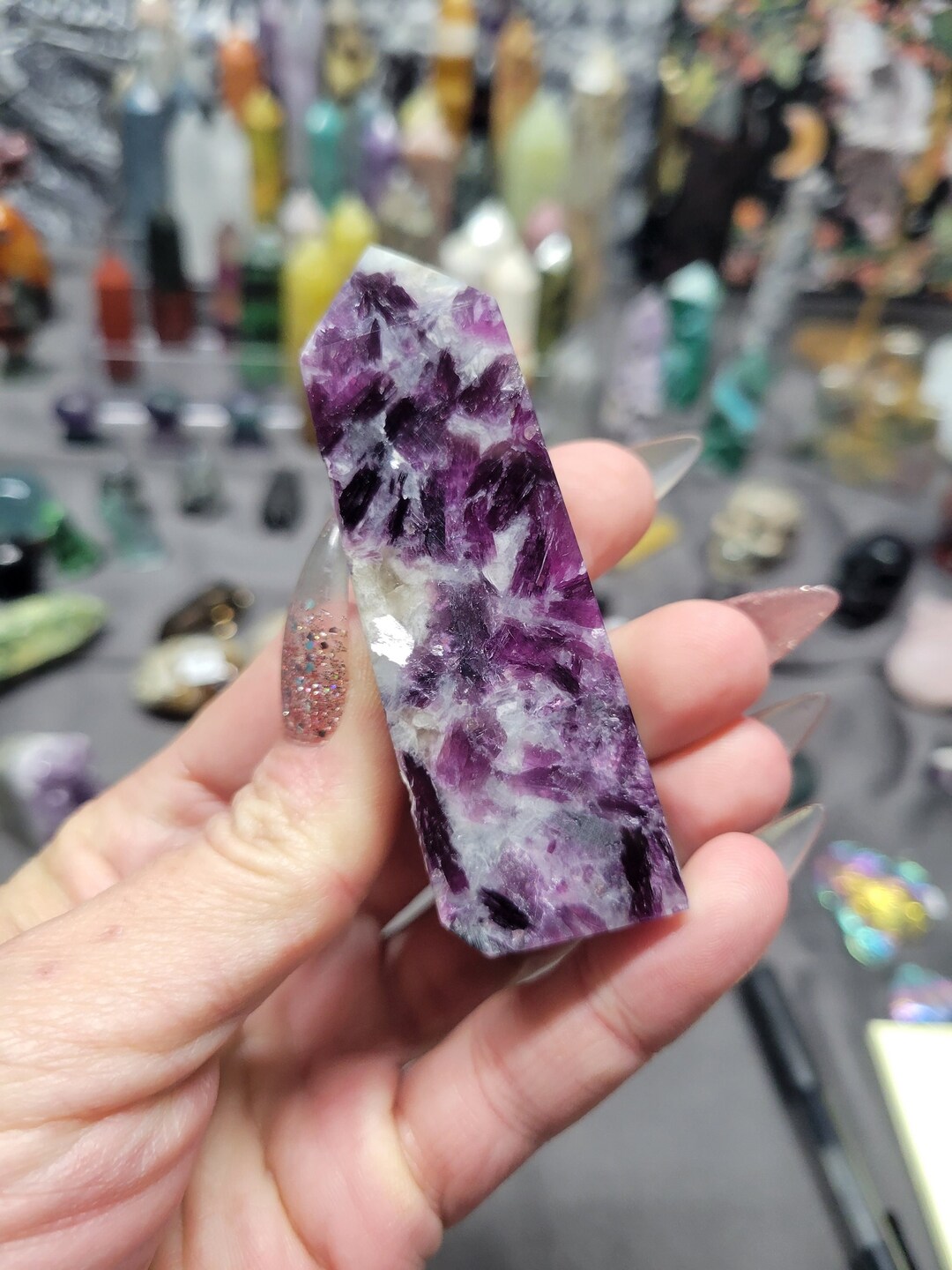 Purple Mica and Quartz Tower, Gem Lepidolite, Mica, American Seller, Tranquility, Chakra ...