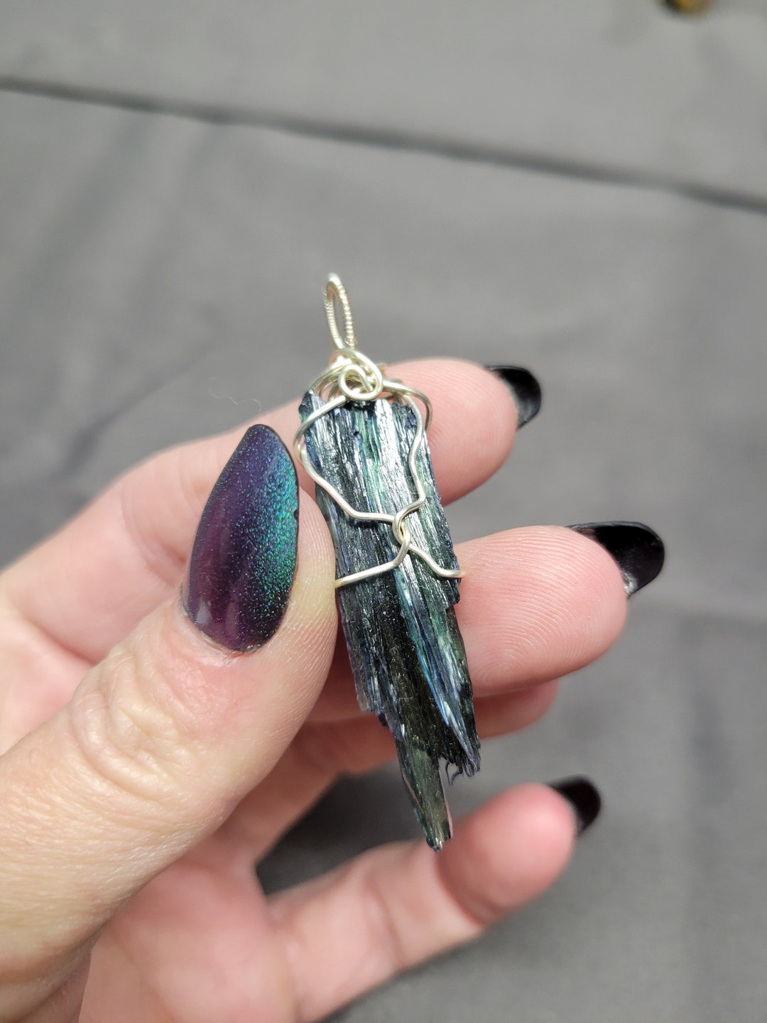 Vivianite Silver Wire Wrapped Pendant, Crystal Pendant, Corpse Crystal ...