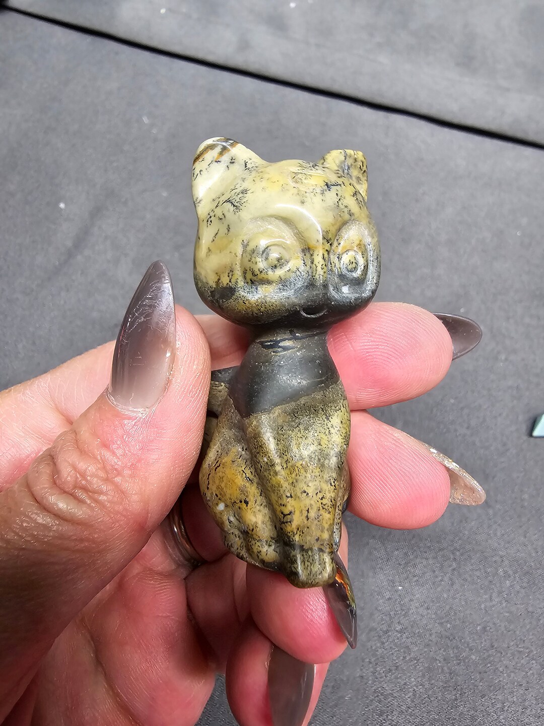 Dendritic Picture Jasper Crystal Cat Carving, Crystal Cat, Cat, Kitty ...