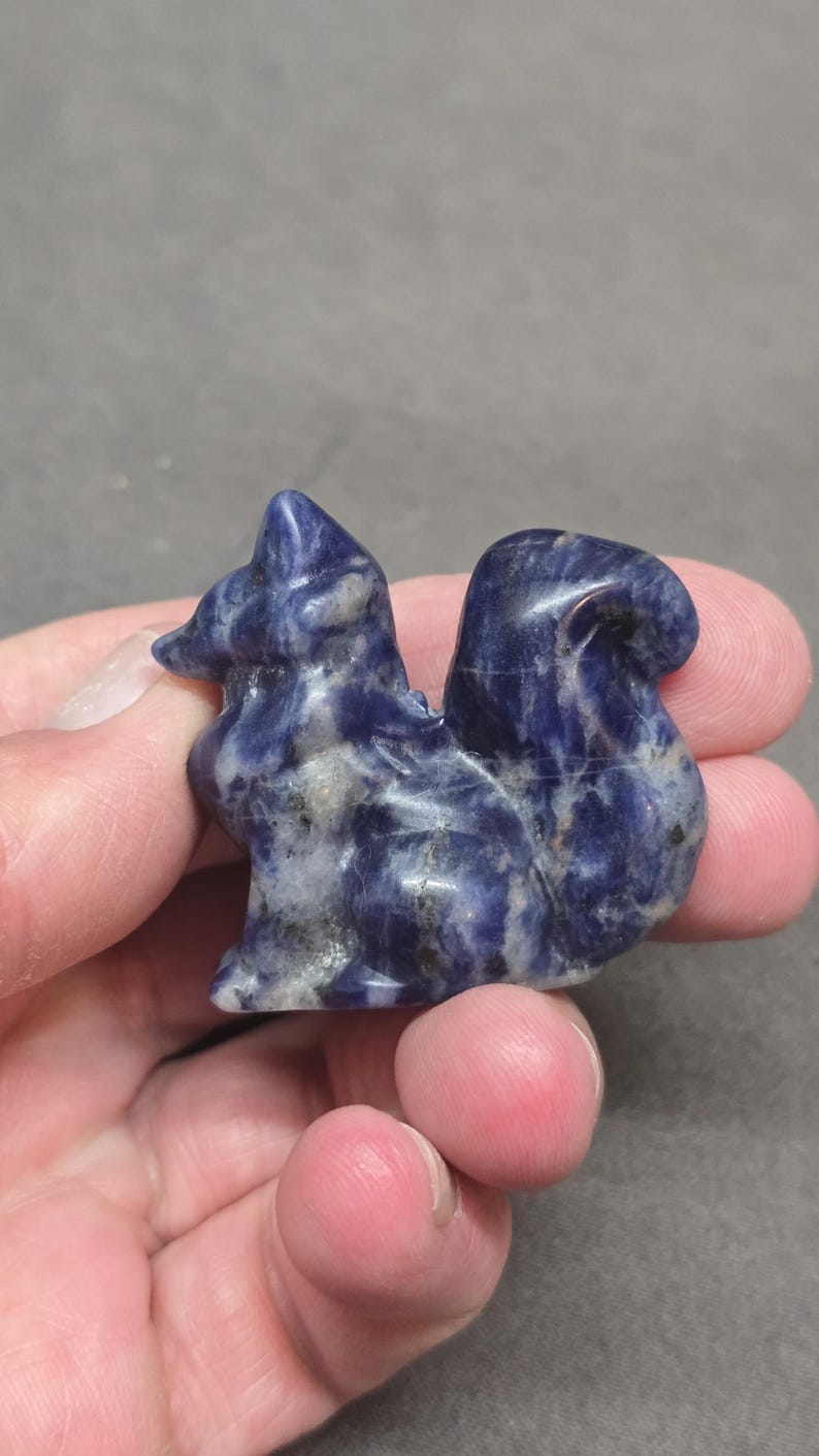 Sodalite Crystal Fox Carving, Fox, Manifestation, Sodalite, Blue ...