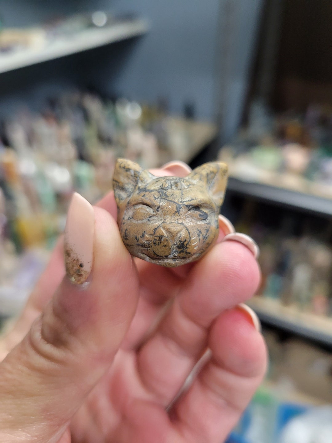 Dendritic Picture Jasper Third Eye Spinx Carving Crystal Cat - Etsy