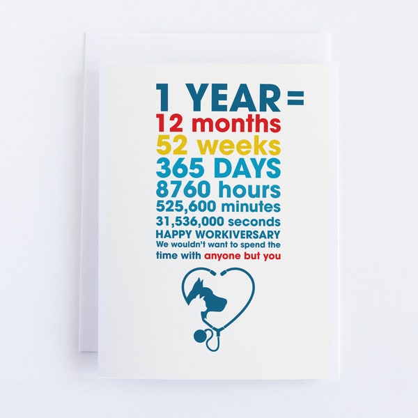 1 Year Work Anniversary Card - Etsy