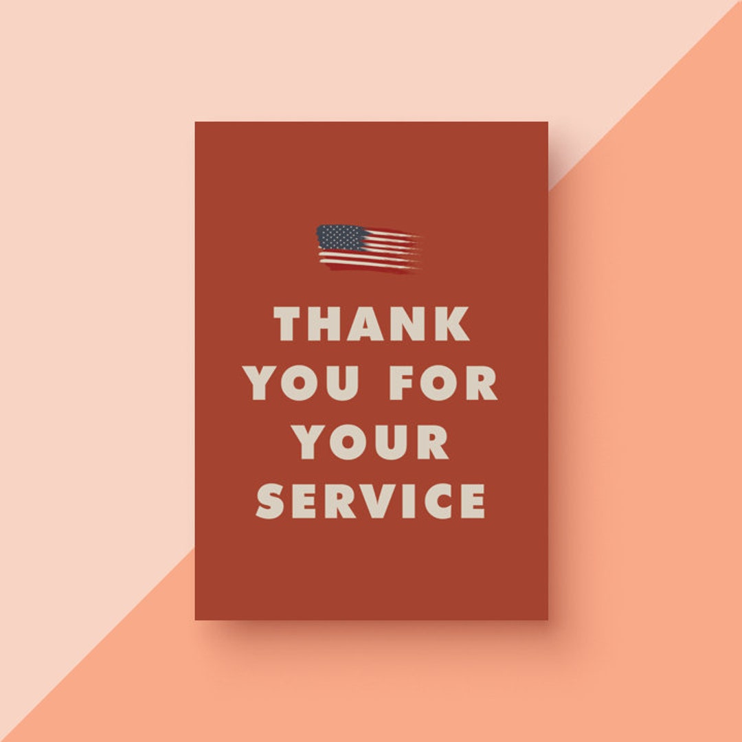 Veterans Day Card Thank You for Your Service Card USA Flag Note Card - Etsy