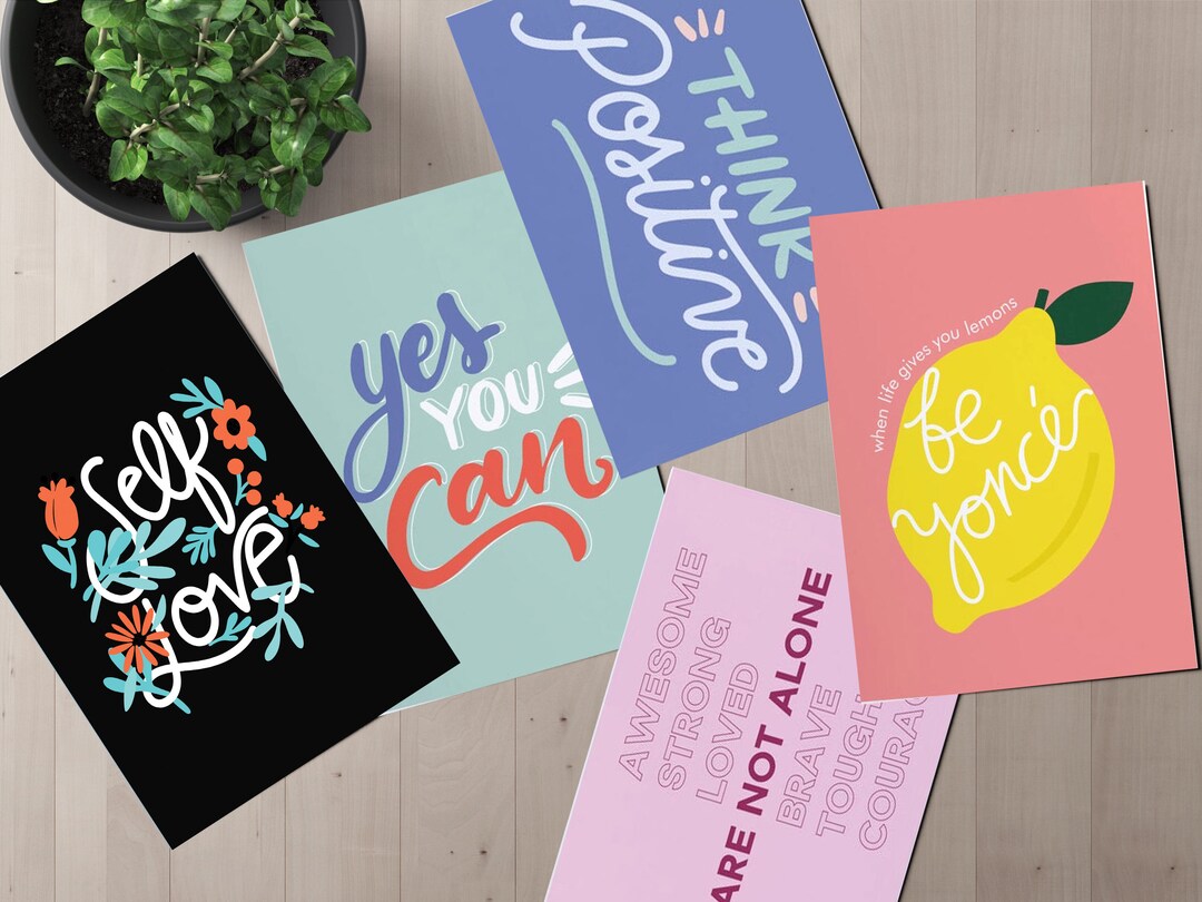 Positivity Postcard Bundle Set of 5 or 10 Postcards Self Care Postcard ...