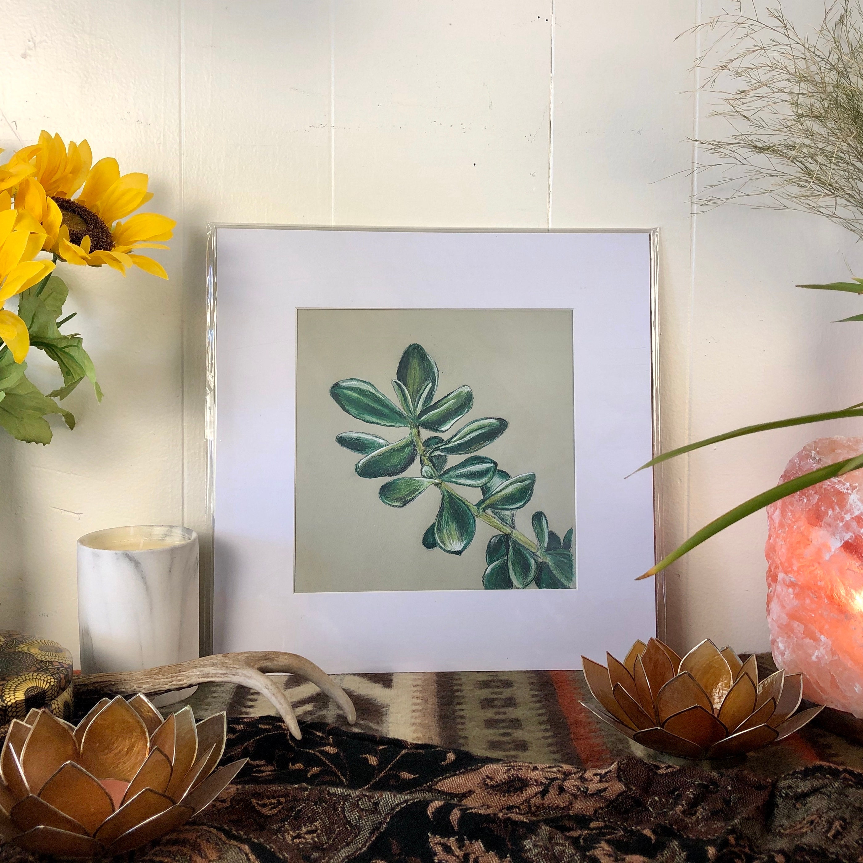 Jade-original Drawing/fine Art/botanical Art/floral/drawing ...