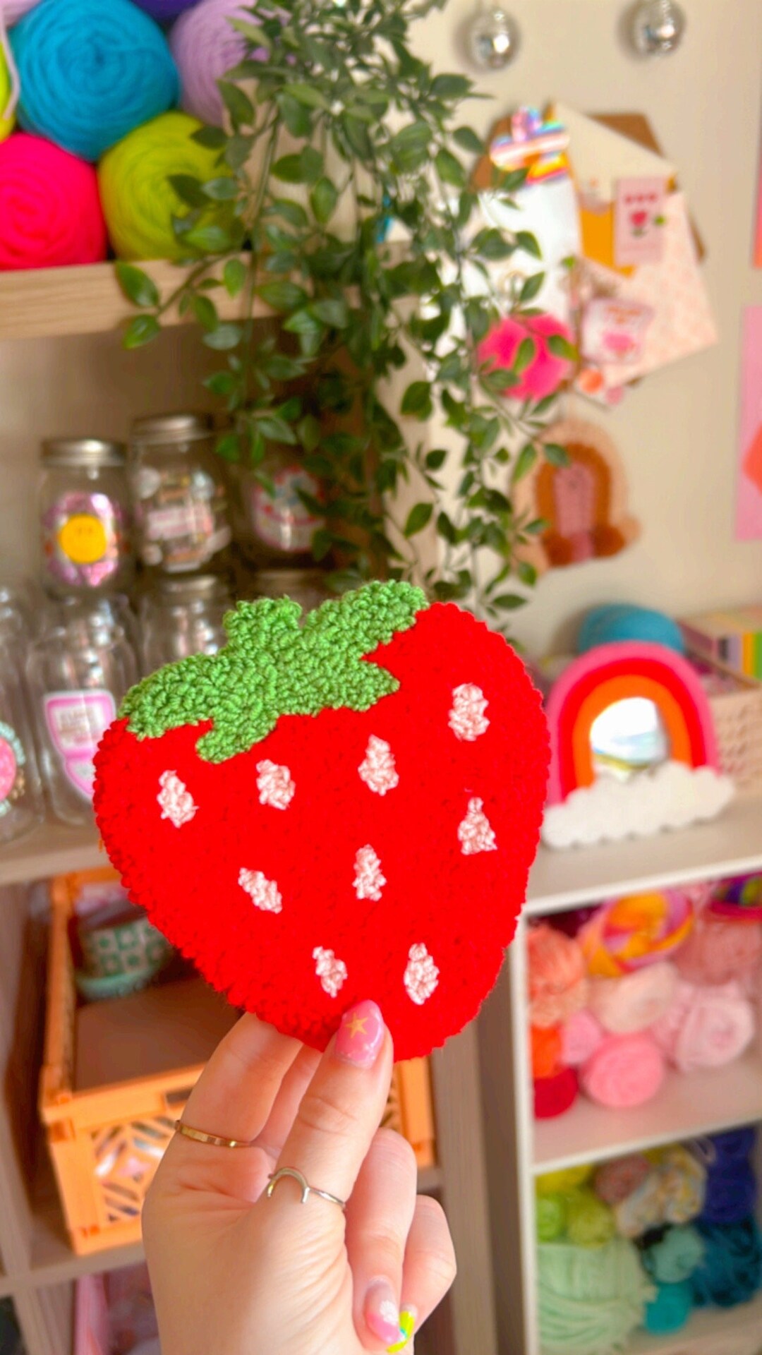 Strawberry Mug Rug PREORDER || Wall Decor|| Desk Decor || Punch Needle ...