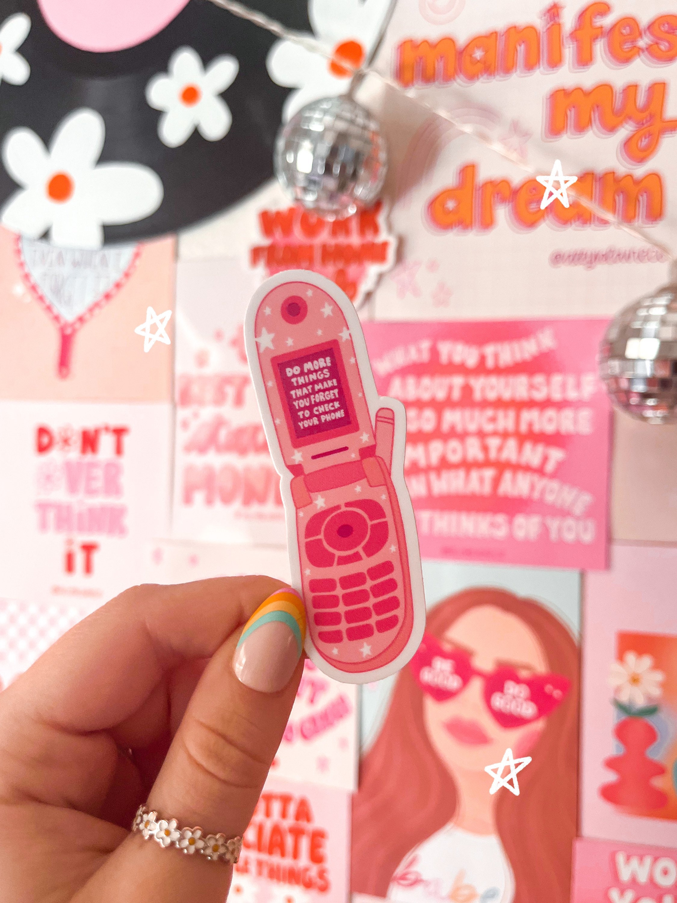 Retro Flip Phone Sticker Waterproof Sticker Die-cut - Etsy