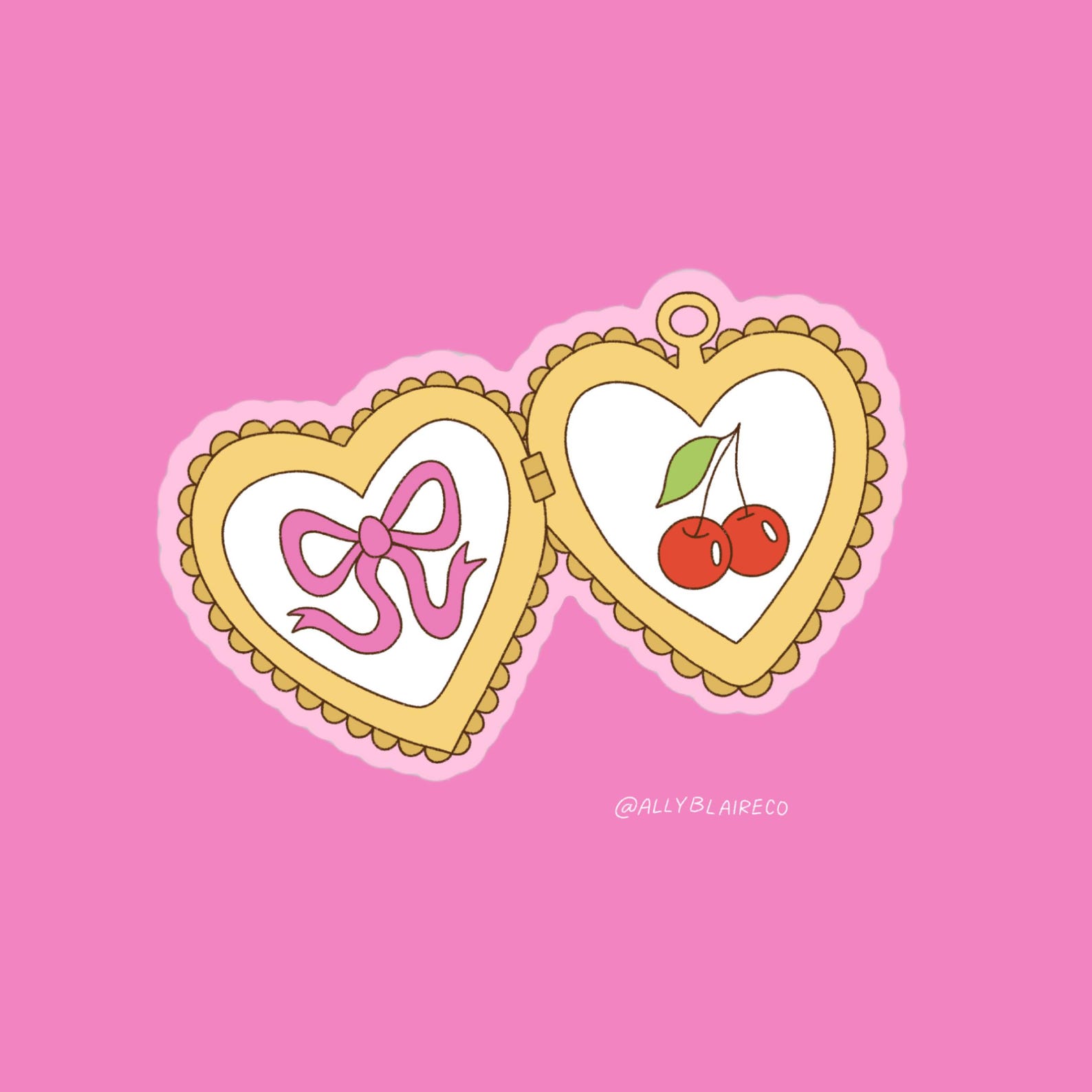 Locket Sticker: Waterproof Die-cut Bows & Cherries - Etsy