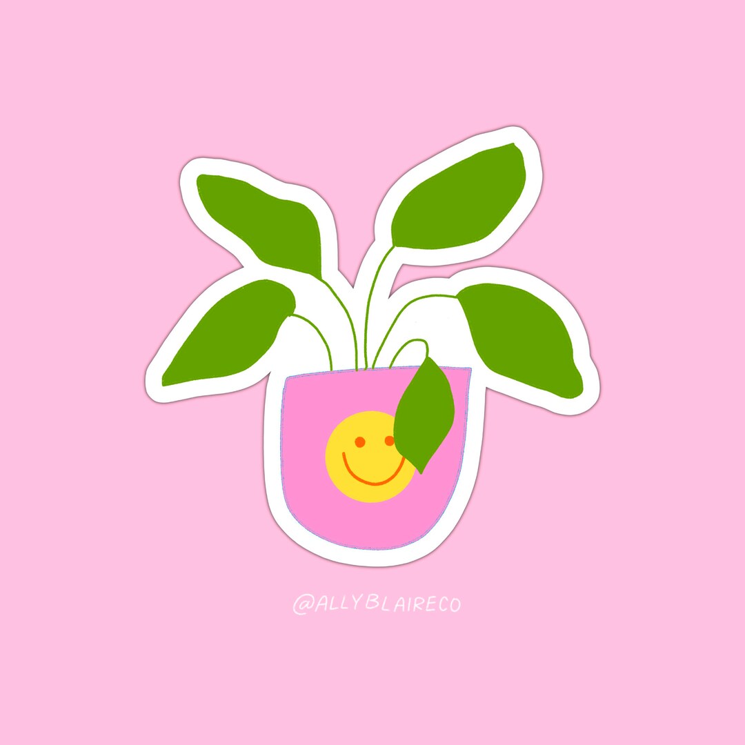 Happy Plant Sticker || Waterproof Sticker || Die-cut Stickers || Water ...