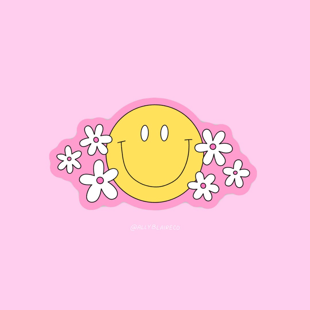 Happy Flower Sticker || Waterproof Sticker || Die-cut Stickers || Water ...